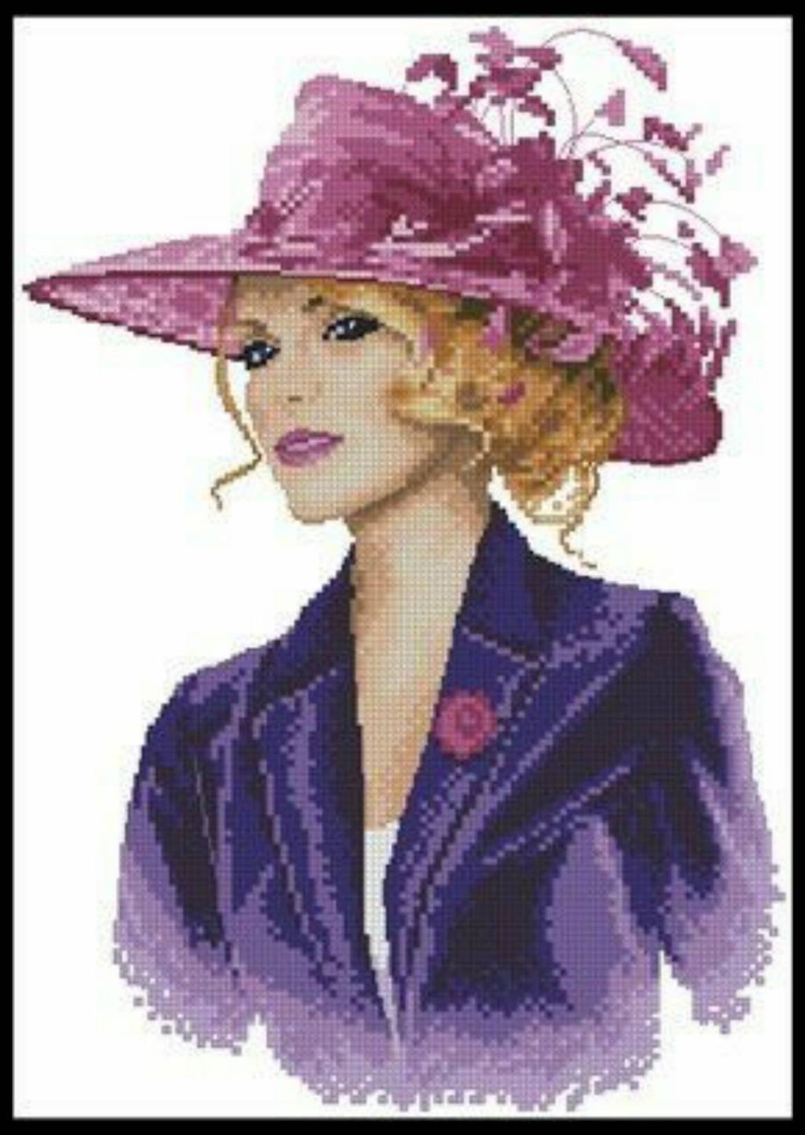 Elegant Woman Lady Sarah Embroidery Counted Cross Stitch Instant ...