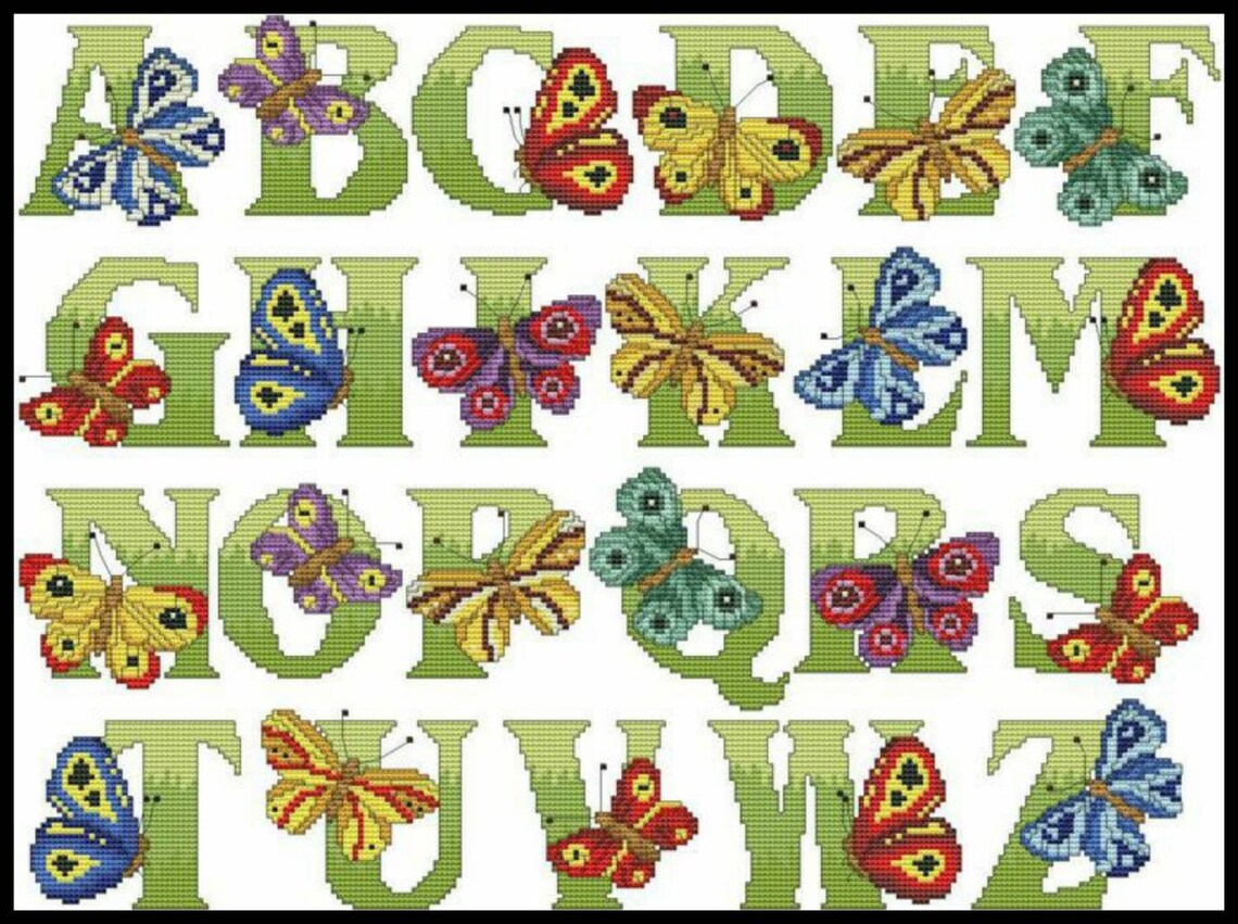 Butterfly Alphabet Abc Insects Animals Counted Cross Stitch Instant ...