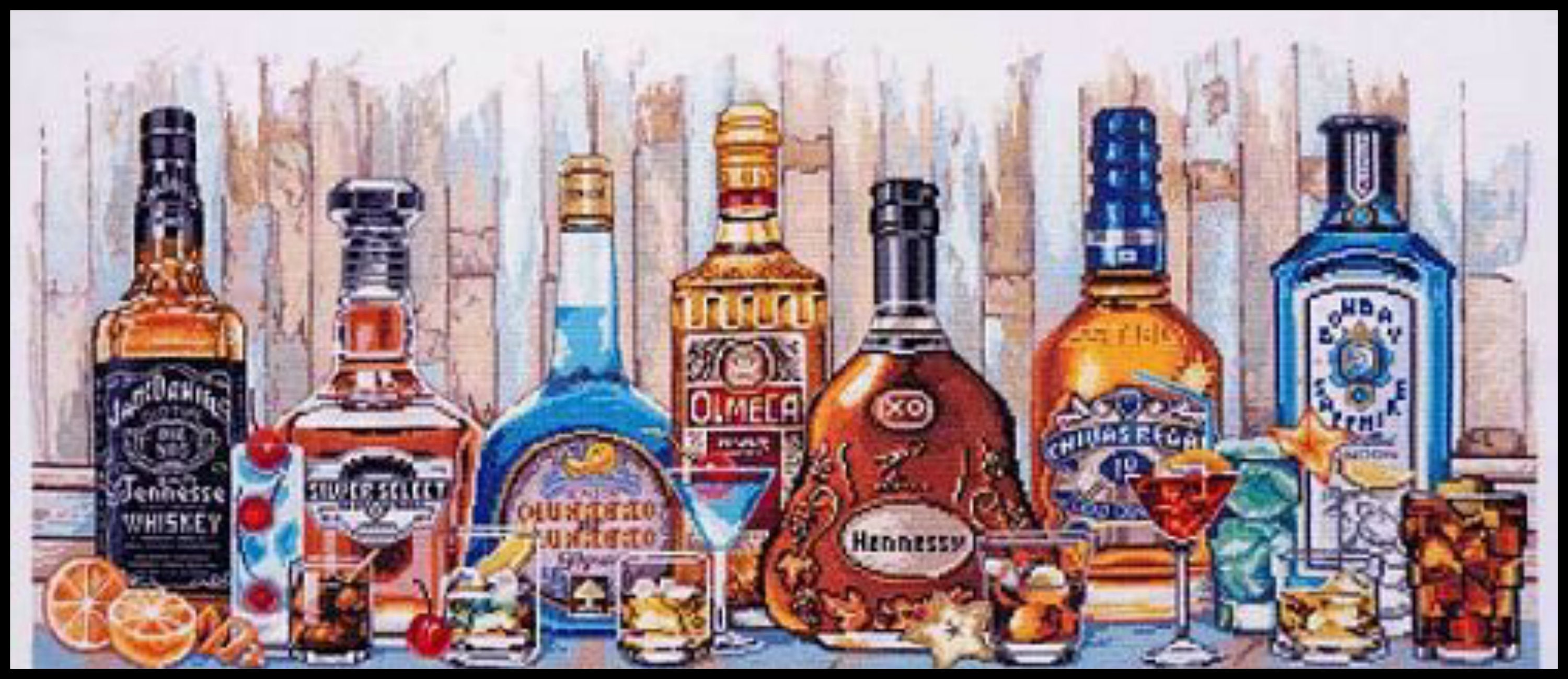 Whiskey Brandy Vodka Alcoholic Beverage Liquor Drinks Counted Cross ...