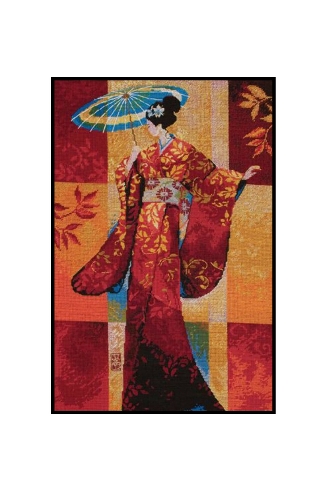 Japanese Maiden Lady Geisha Kimono Misaki Counted Cross Stitch Instant ...