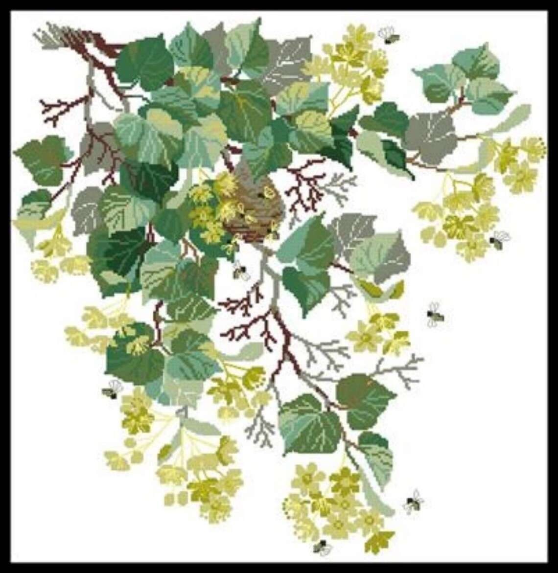 Ivy Leaves Plants Vine Stem Twig Nature Embroidery Counted Cross Stitch ...