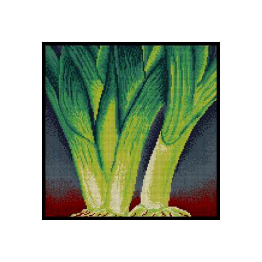 Green Onion Leeks Vegetables Food Pillow Cushion Counted Cross Stitch ...