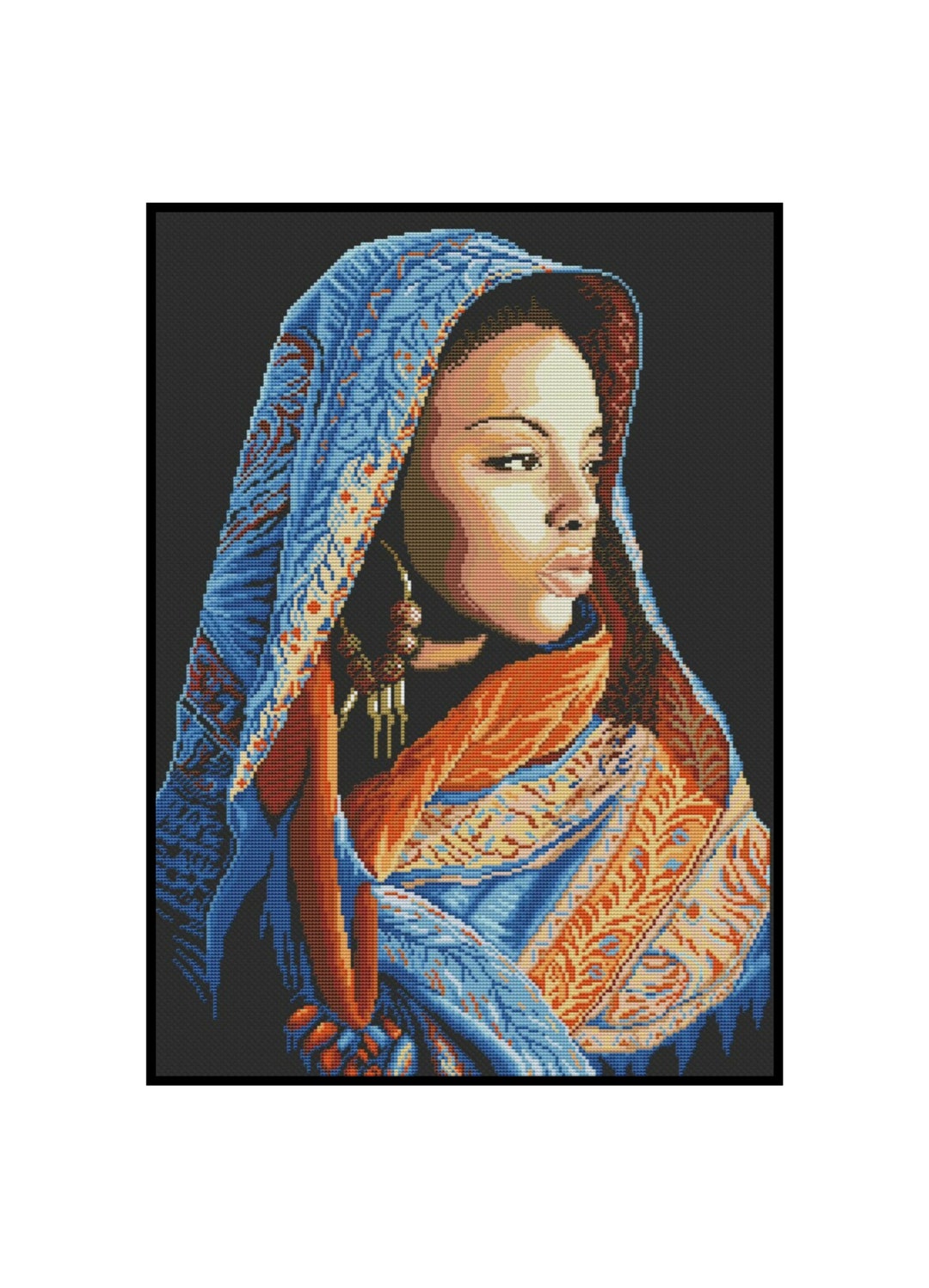 Traditional Woman Tribal Tribe People Embroidery Counted Cross Stitch ...