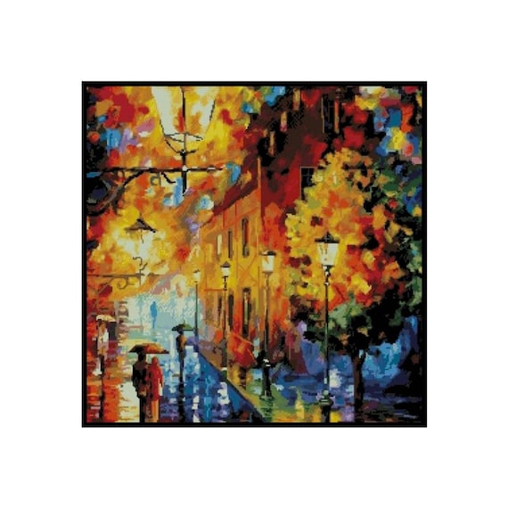 Painting Arts Abstract Evening Night Street Lights Umbrella - Etsy