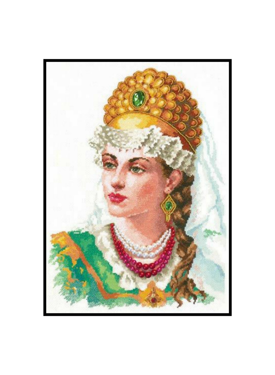 Traditional Elegant Slavic Culture Folklore Woman Wedding Dress Crown ...