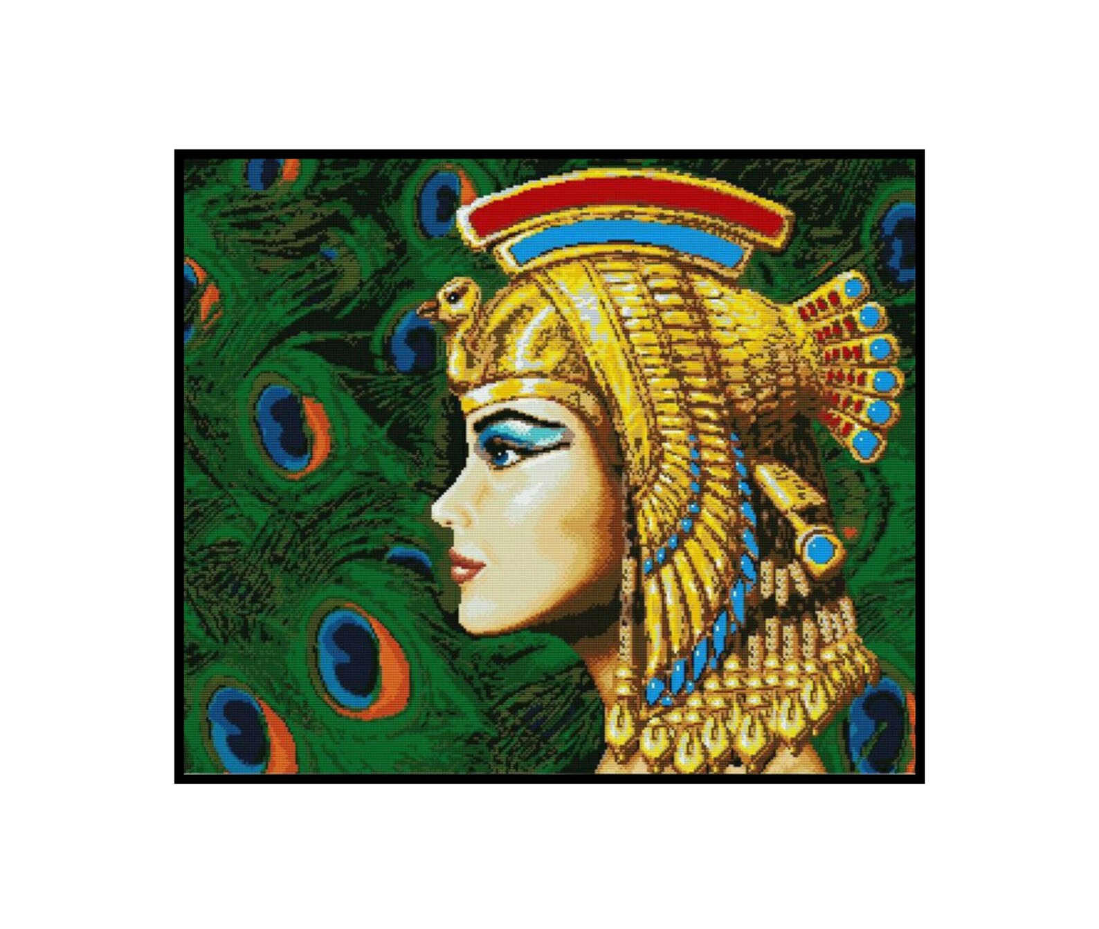 Egyptian Queen Cleopatra People Peacock Feather Counted Cross Stitch ...