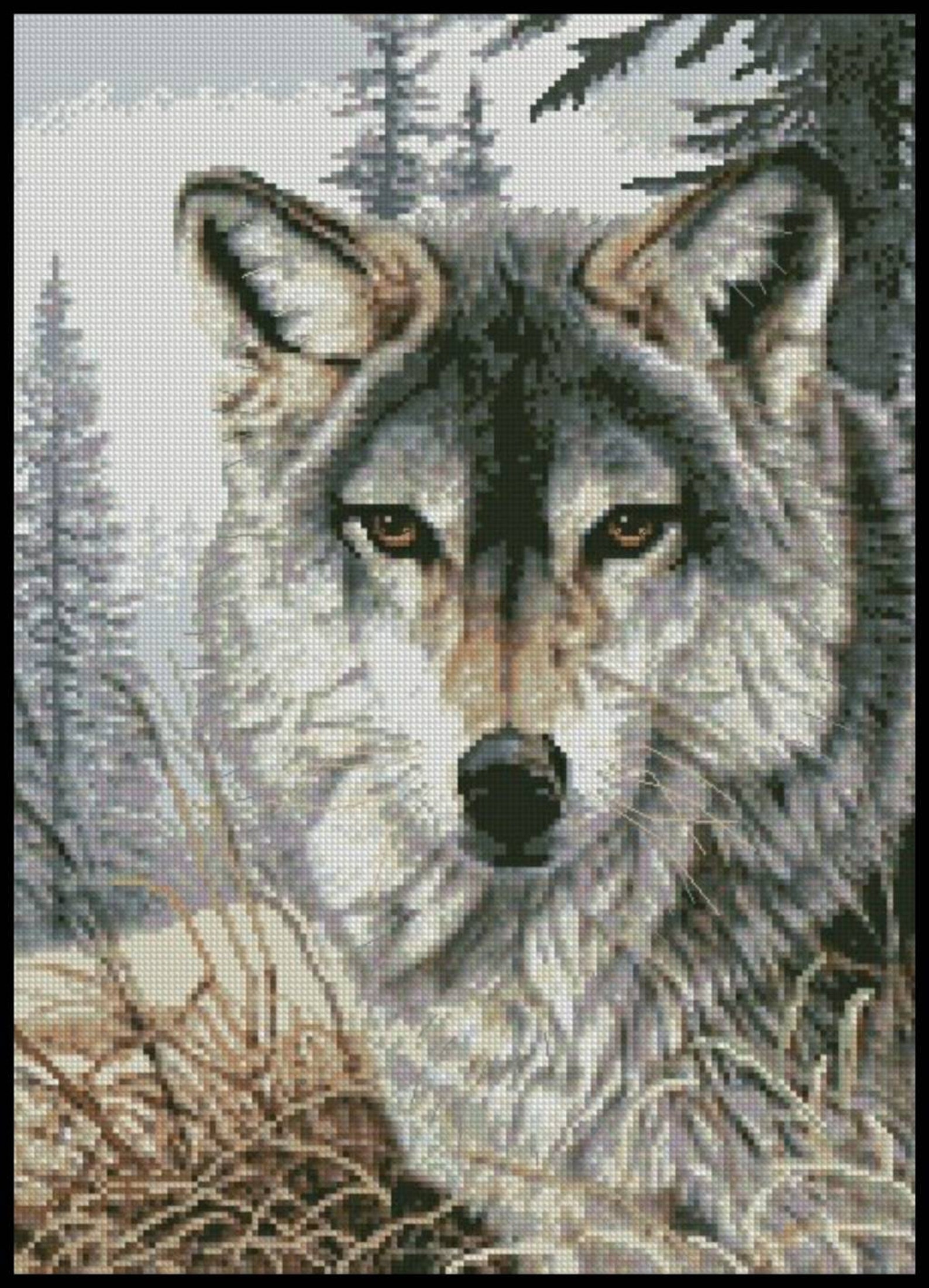 Fierce Wolf Wildlife Animals Counted Cross Stitch Instant Download PDF ...