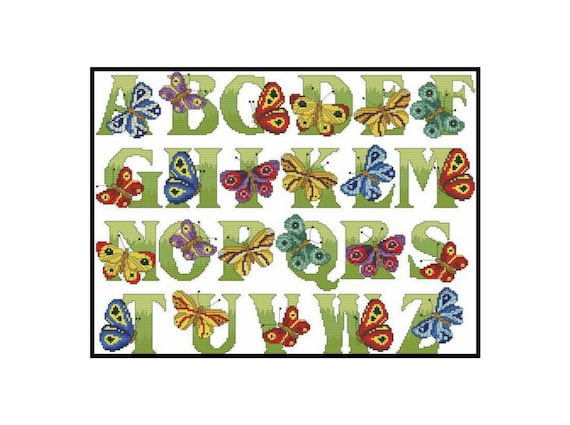 Butterfly Alphabet ABC Insects Animals Counted Cross Stitch - Etsy