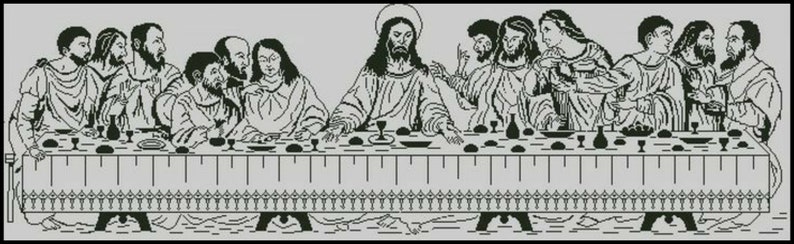 Jesus Christ Last Supper 12 Apostles Silhouette Monochrome Counted ...