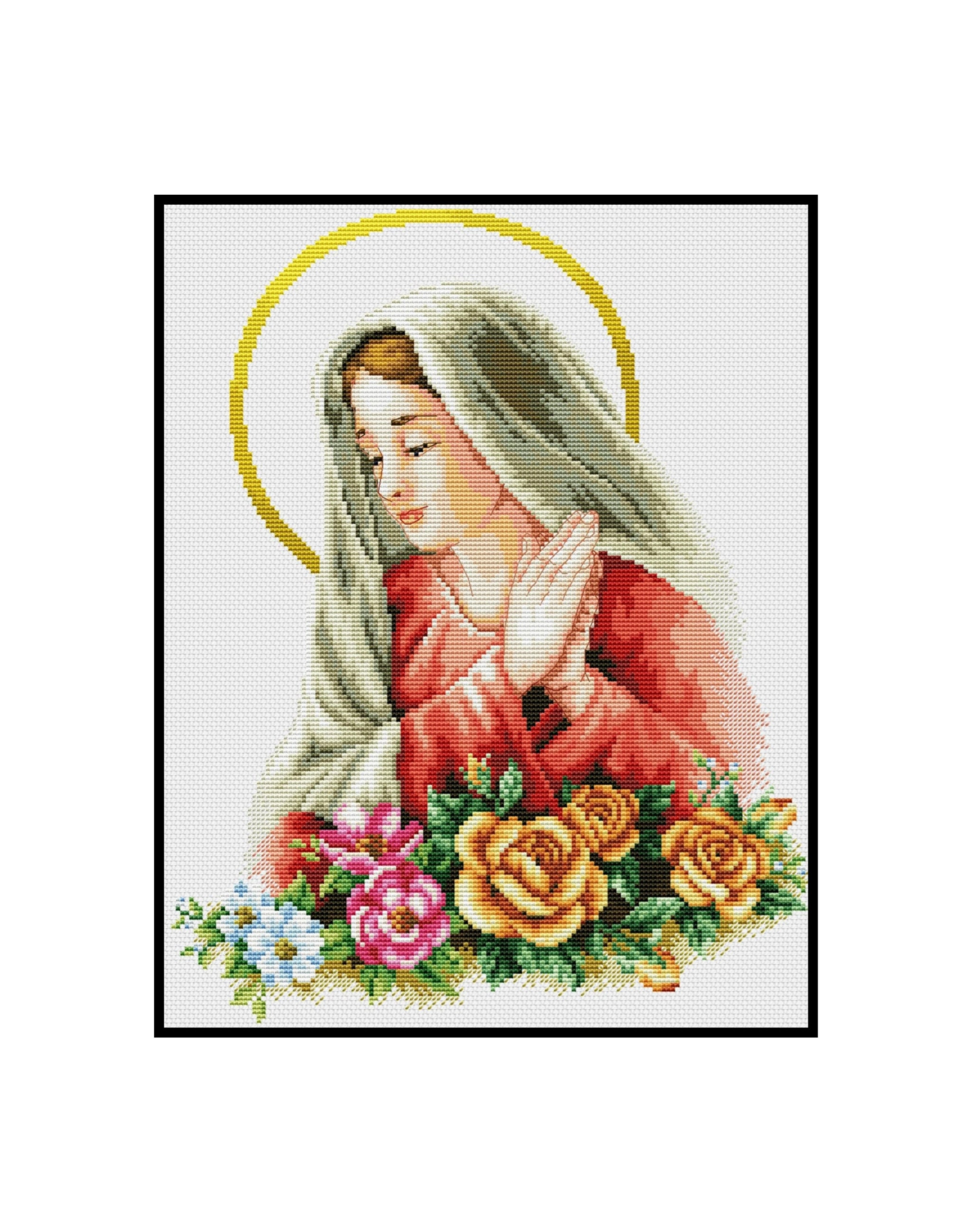 Mother Mary With Flowers