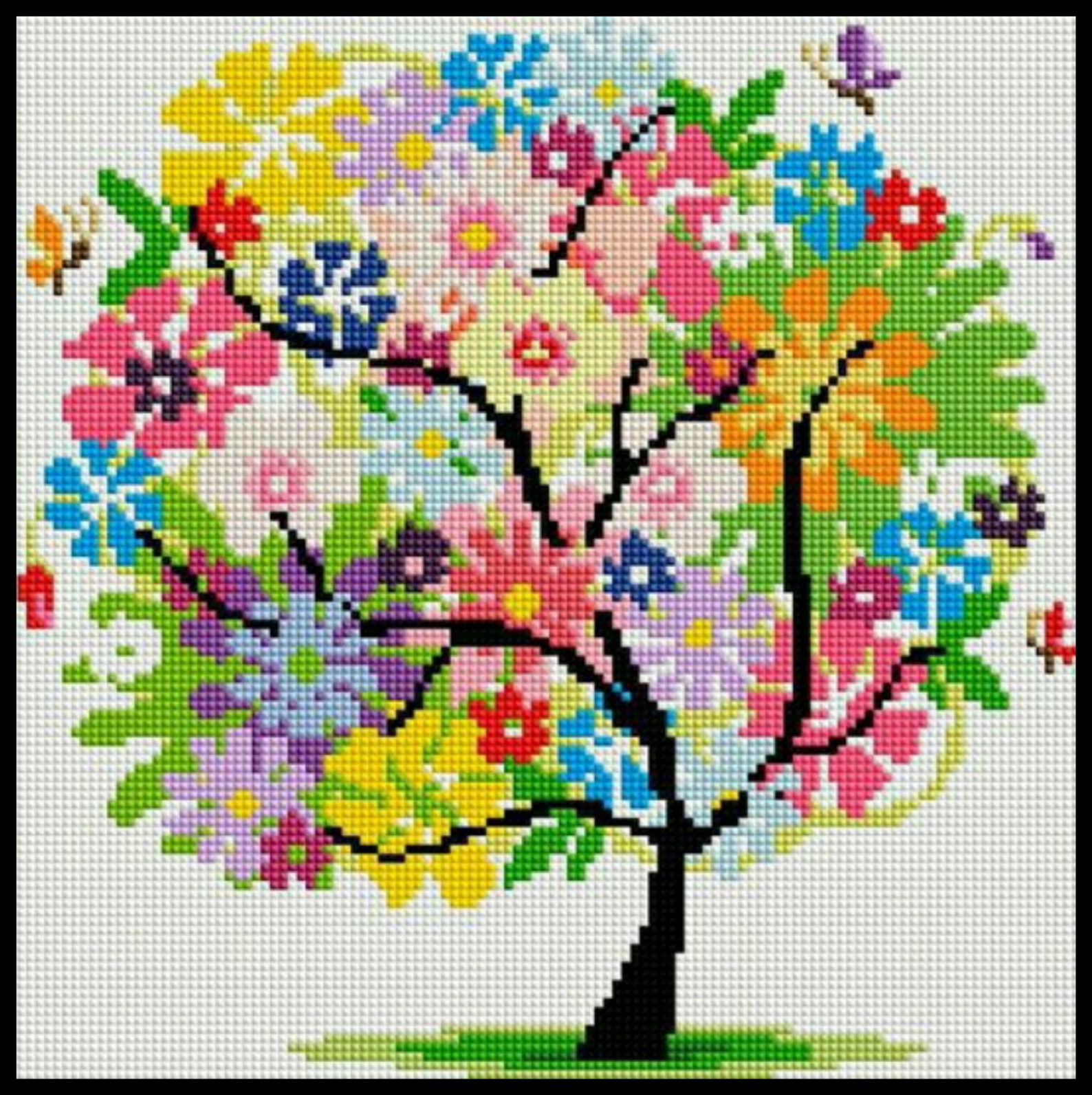 Summer Season Colourful Tree Counted Cross Stitch Instant - Etsy