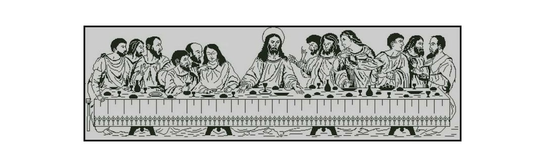Jesus Christ Last Supper 12 Apostles Silhouette Monochrome Counted ...
