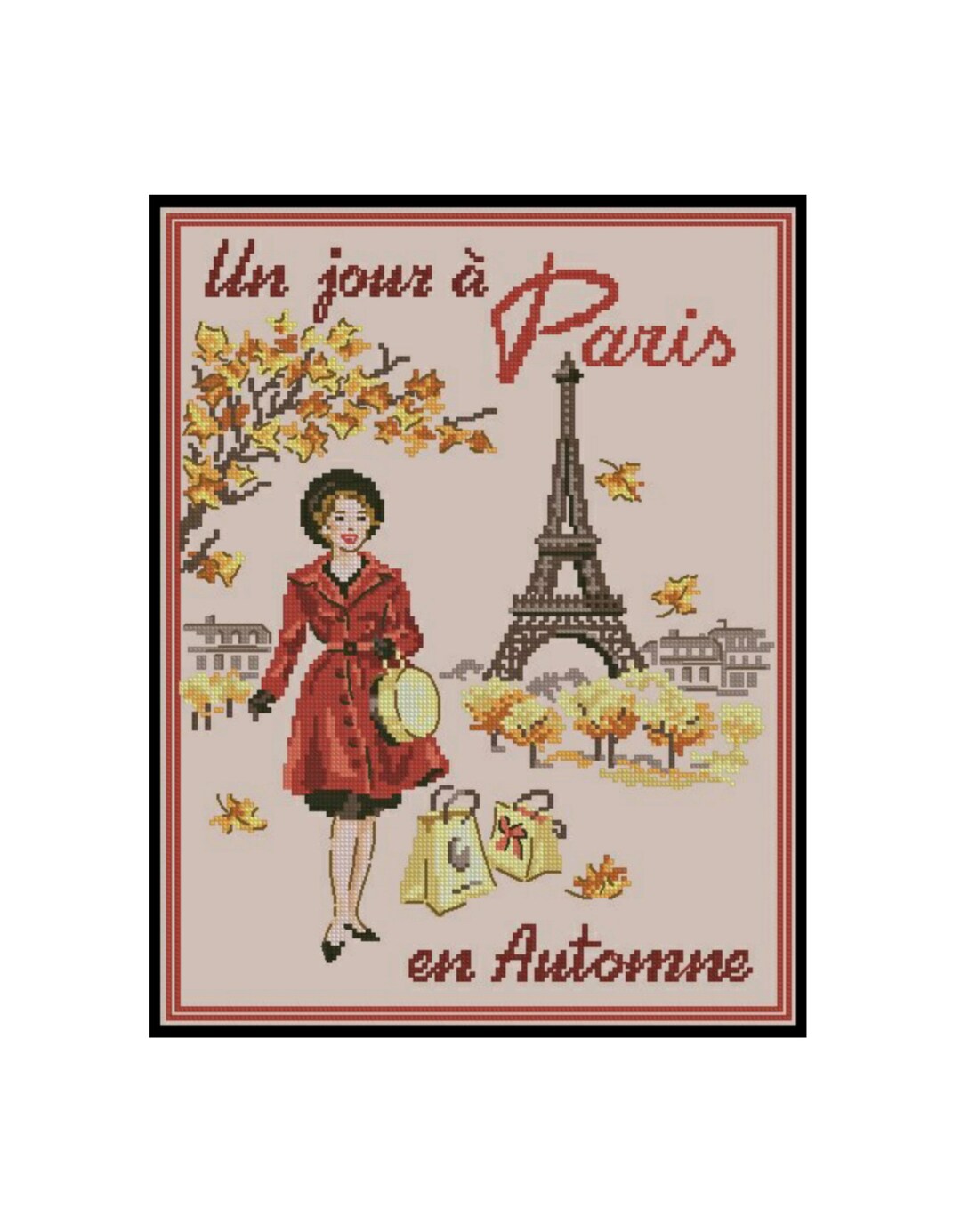 Four Seasons Autumn Lady Paris Automne Counted Cross Stitch Instant ...