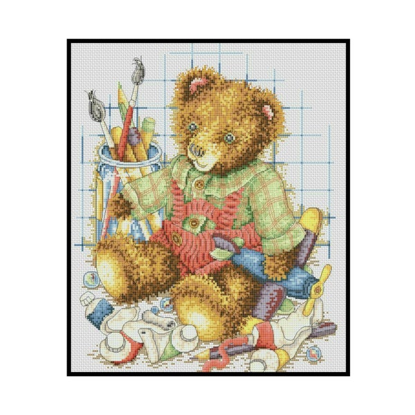 Teddy Cross Stitch - Etsy