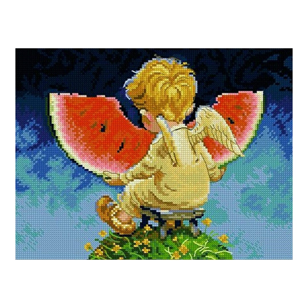 Angel Melon Animation Religious Counted Cross Stitch Instant Download ...