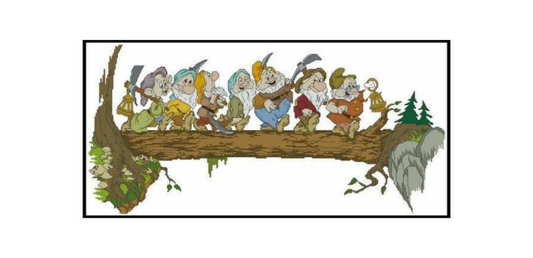 Snow White Seven Dwarfs Gnome Fantasy Counted Cross Stitch Instant ...
