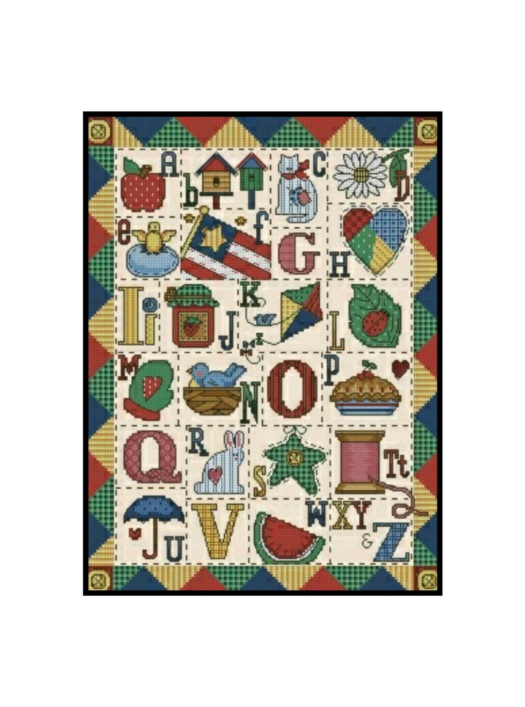 Calico Alphabet Letters Abc Counted Cross Stitch Instant Download PDF ...