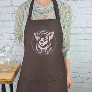Pig Apron Cute Piglet Embroidered Kitchen Apron Perfect Farmhouse Gift ...