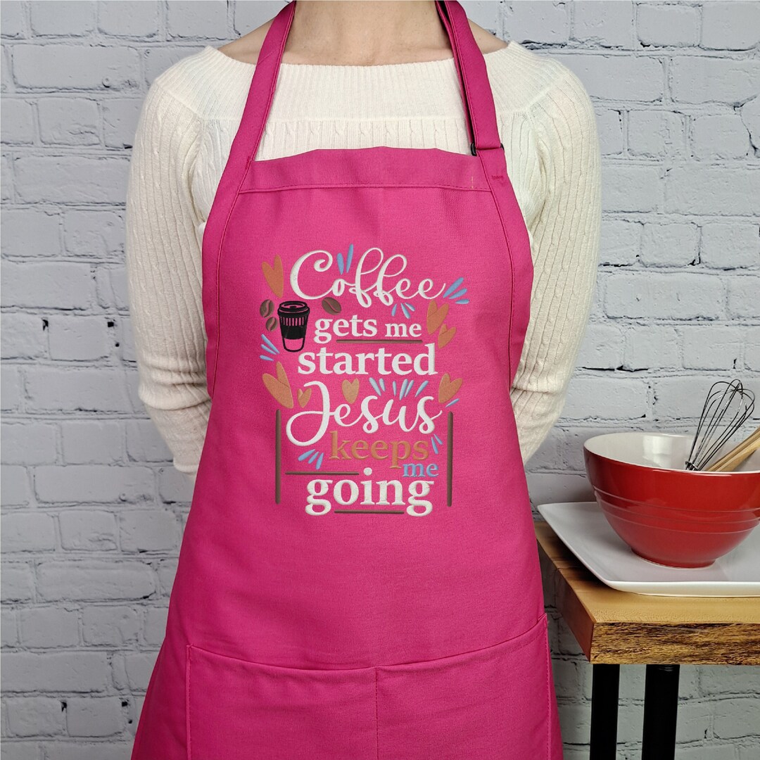 Embroidered Coffee & Jesus Apron: USA Made Kitchen Accessory With ...