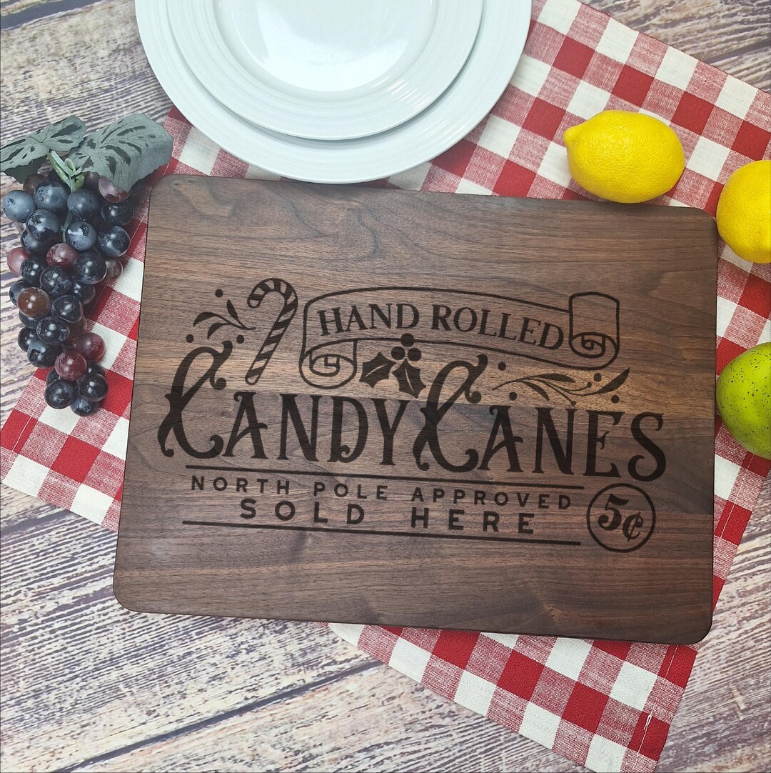 Hand Rolled Candy Canes Cutting Board: Holiday Kitchen Decor - Etsy