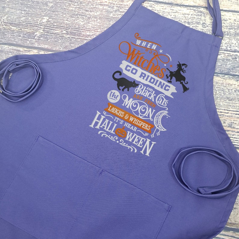 Embroidered Halloween Apron: When Witches Go Riding, Fall Baking - Etsy