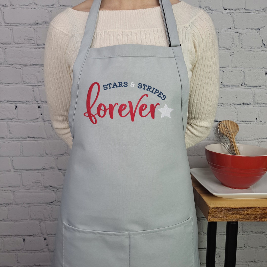 Patriotic Apron Stars and Stripes Forever Embroidered With Pockets and ...