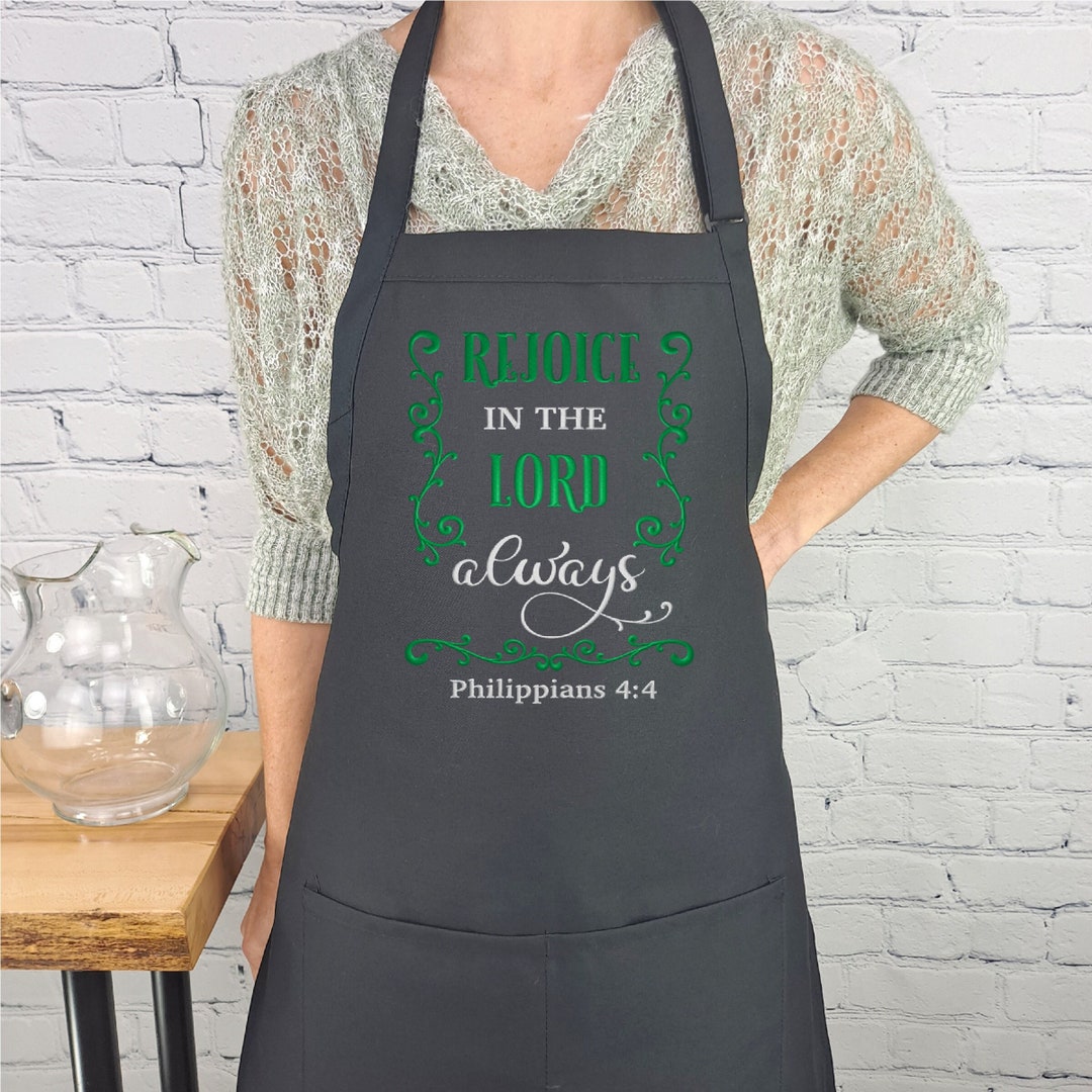 Bible Verse Apron Rejoice in the Lord Philipians 4:4 Embroidered ...