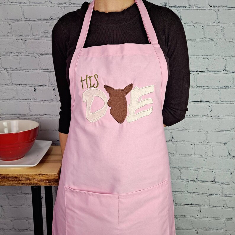 Embroidered His Doe Her Buck Apron Set | Hunting Couple Gift - Etsy