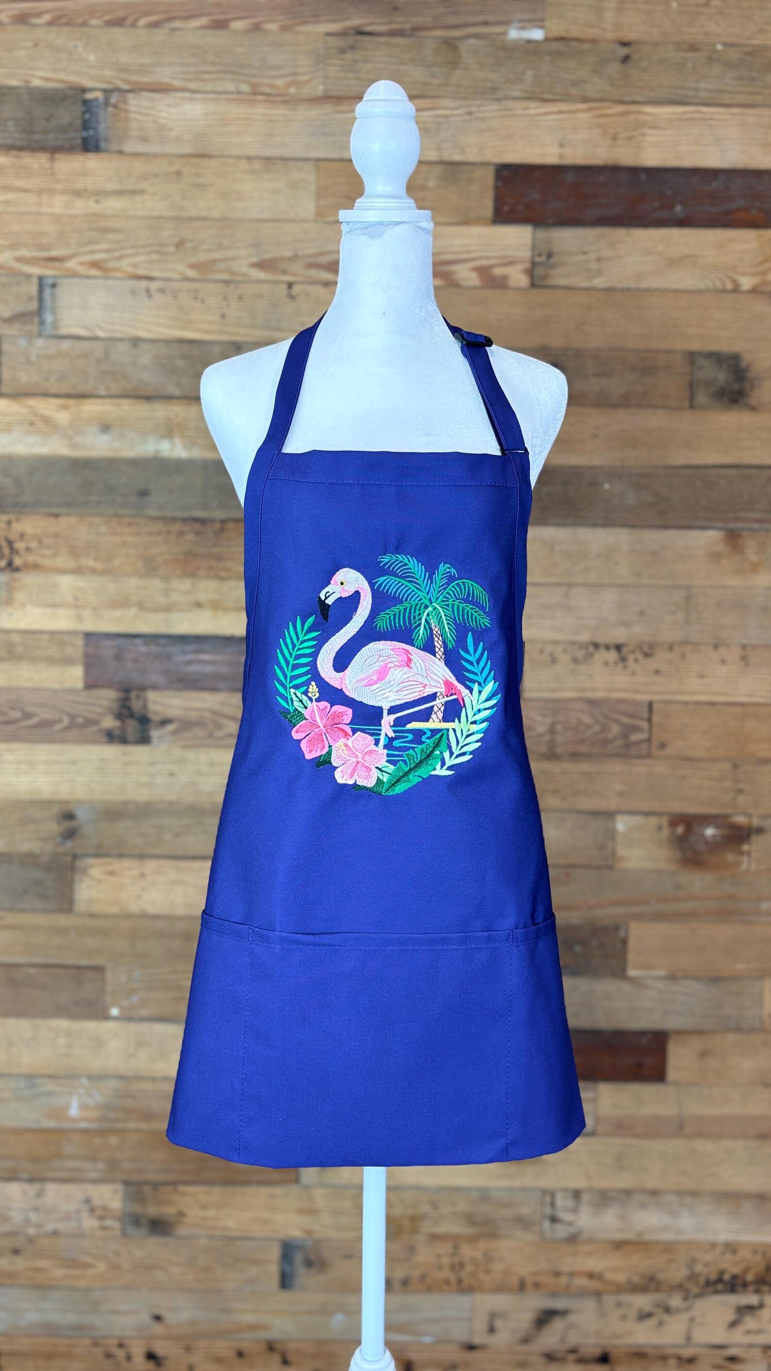 Embroidered Flamingo Apron: Tropical Kitchen Accessory With Pockets - Etsy