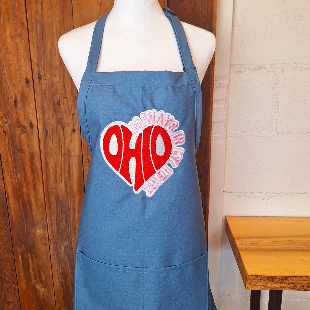 Embroidered Ohio Apron: USA Made Kitchen Accessory With Pockets - Etsy