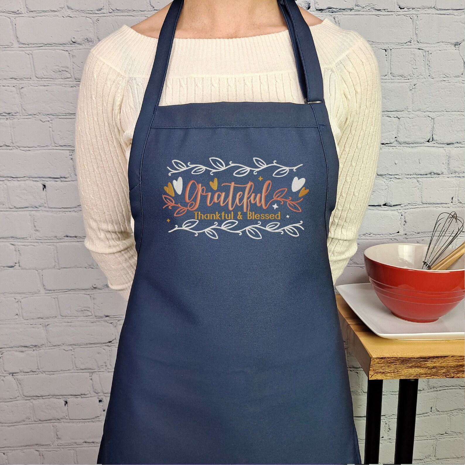 Fall Apron Grateful, Thankful and Blessed Thanksgiving Autumn Apron ...