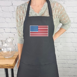 Embroidered American Flag Apron: USA Made Kitchen Accessory - Etsy