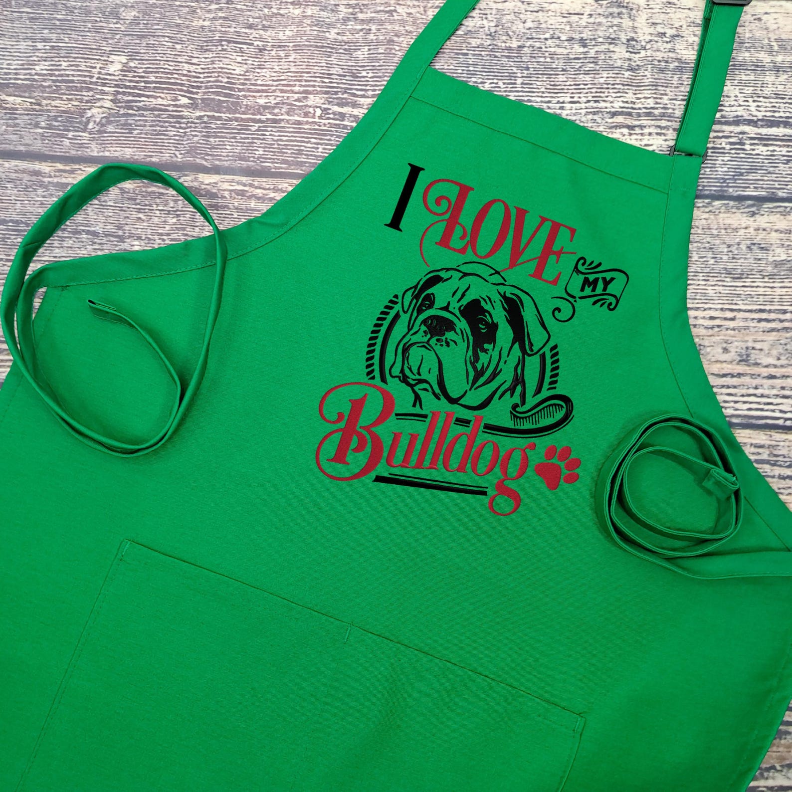 Bulldog Apron Dog Lover Gift Embroidery Kitchen Apron With Pockets - Etsy