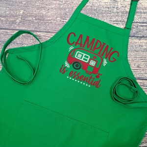 Camping is Essential Apron Embroidered With Pockets Summer Grilling ...