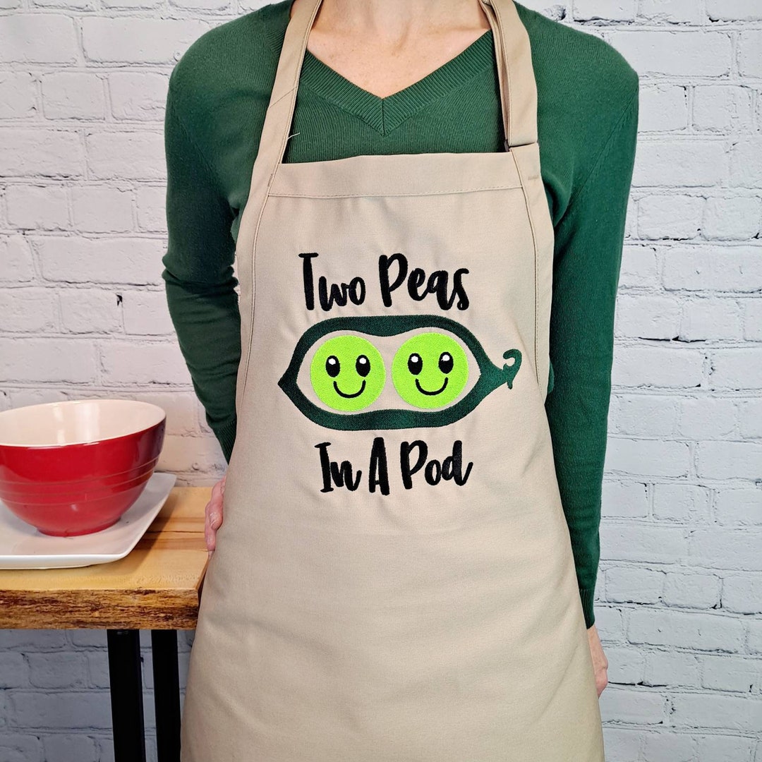 Two Peas in a Pod Best Friends Apron Embroidered Kitchen Accessory With ...