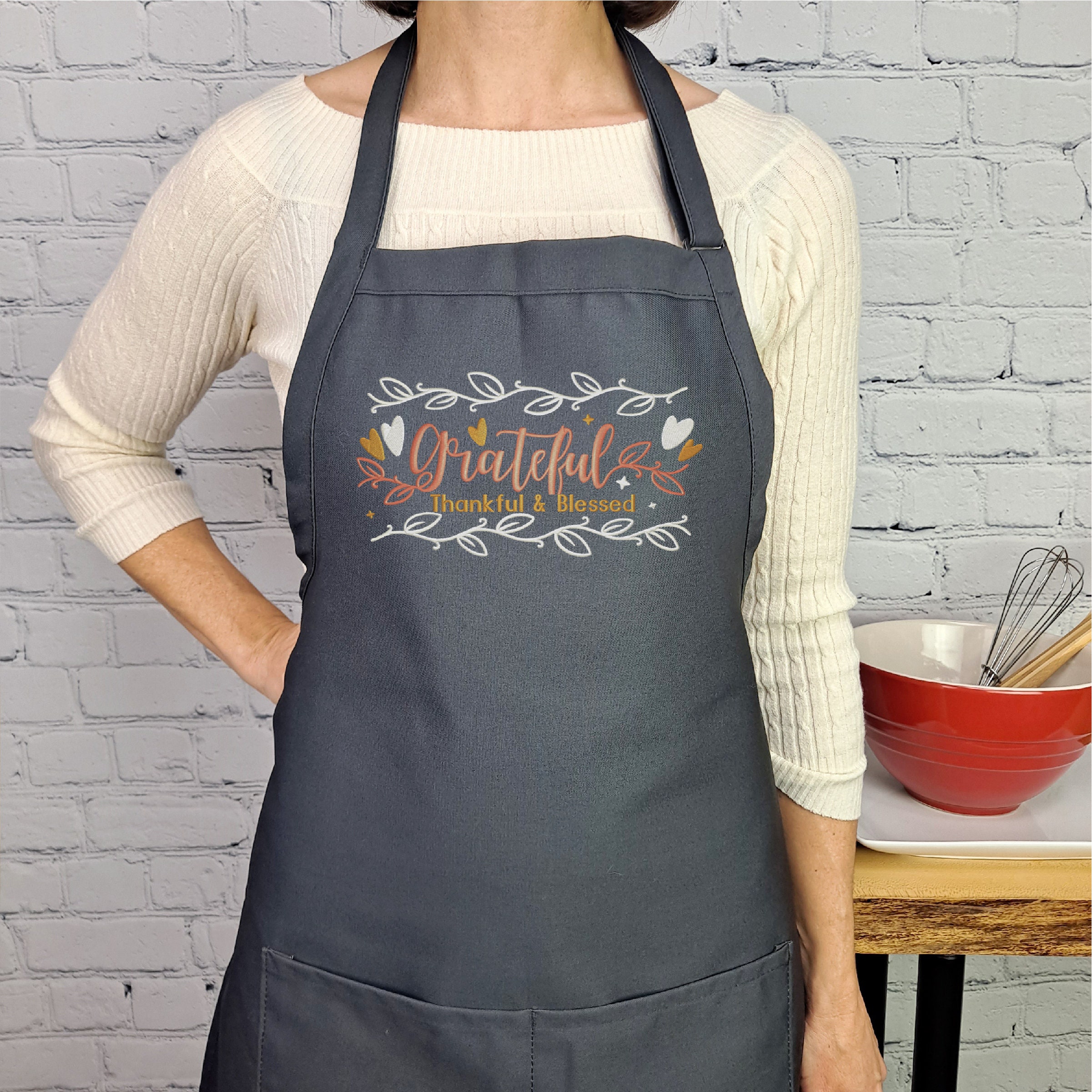 Fall Apron Grateful, Thankful and Blessed Thanksgiving Autumn Apron ...
