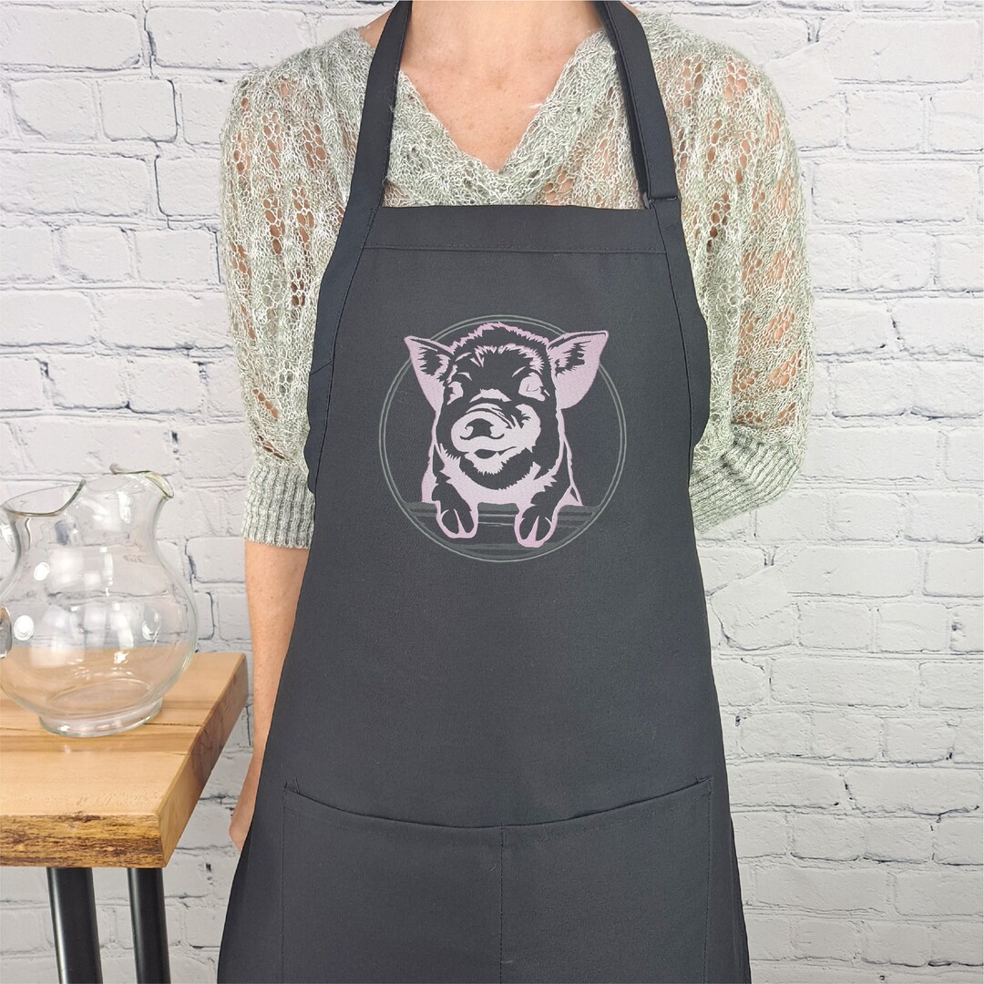 Pig Apron Cute Piglet Embroidered Kitchen Apron Perfect Farmhouse Gift ...