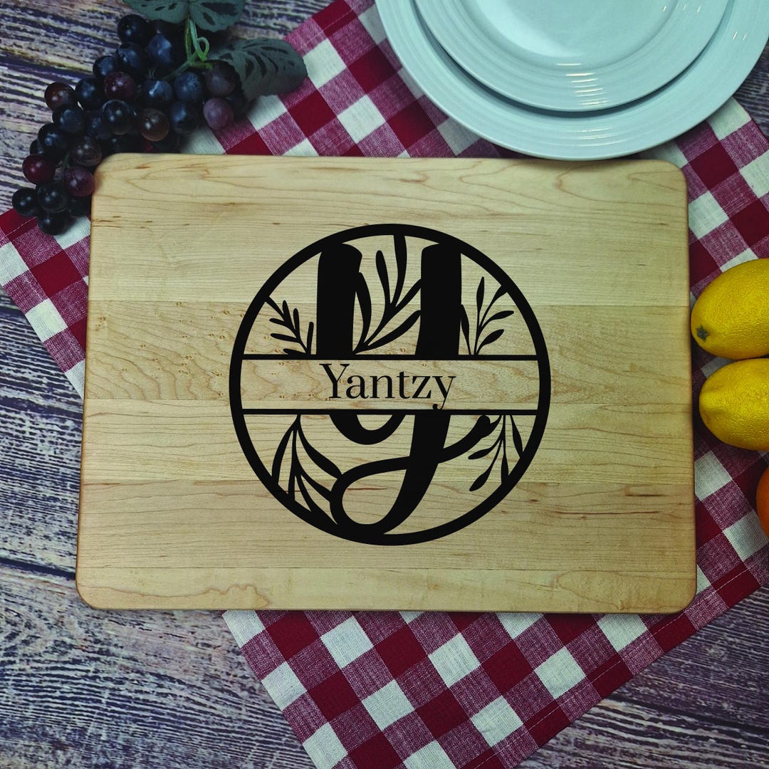 Custom Monogram Cutting Board Personalized Family Name Kitchen Decor ...
