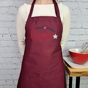 Patriotic Apron Stars and Stripes Forever Embroidered With Pockets and ...