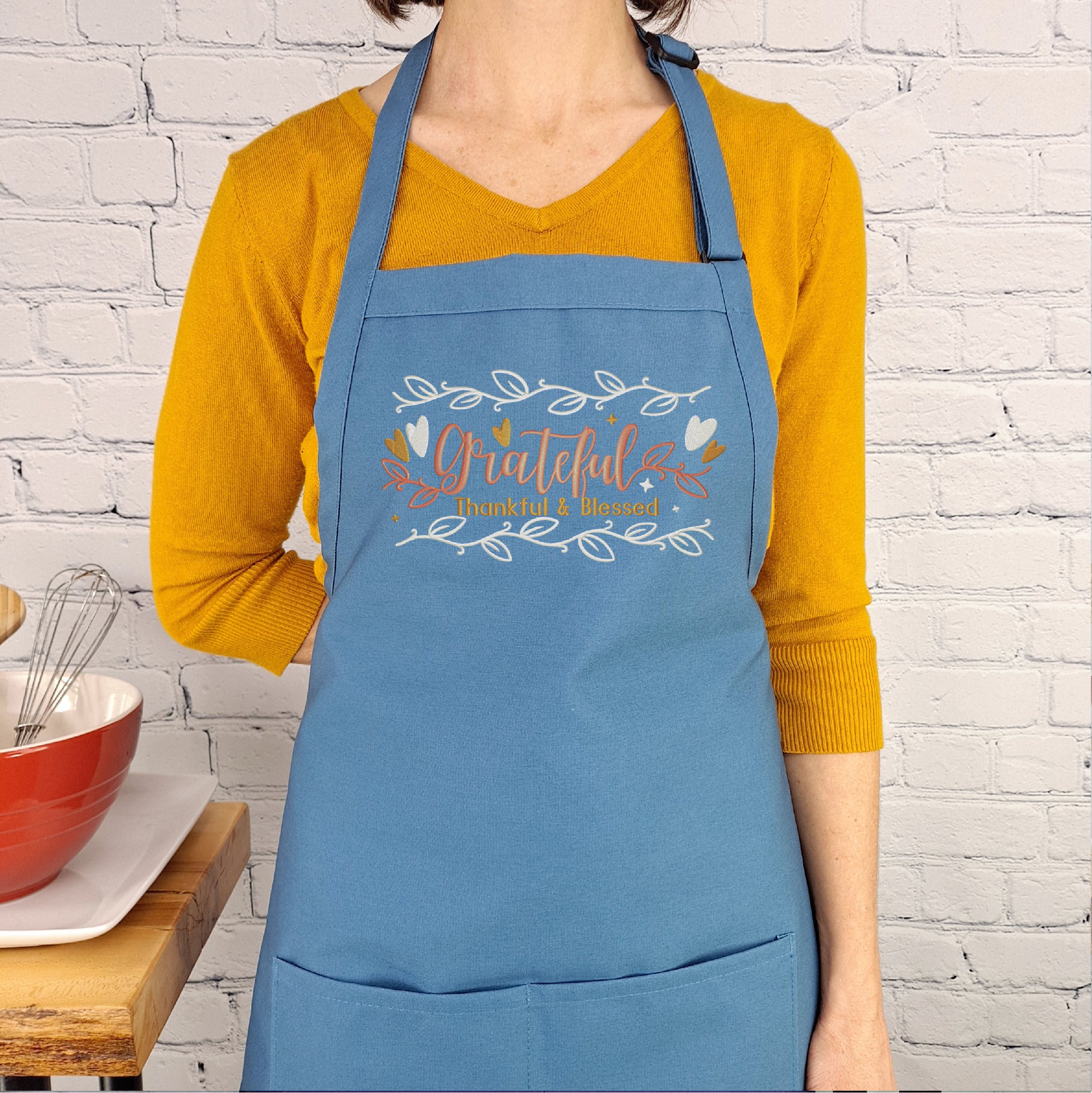 Fall Apron Grateful, Thankful and Blessed Thanksgiving Autumn Apron ...