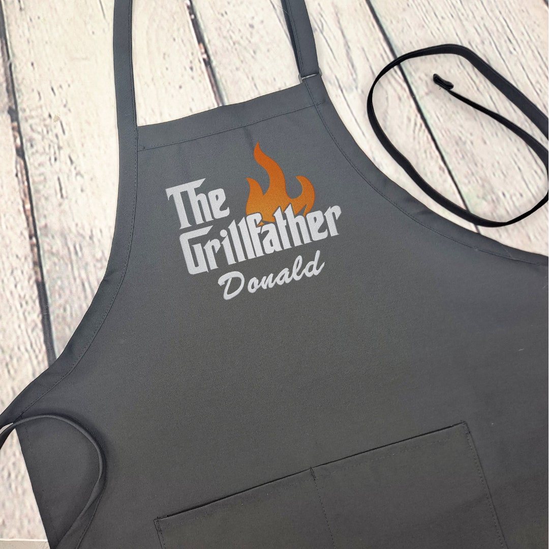 Grillfather Apron Funny Apron With Pockets Kitchen Embroidery Grilling ...