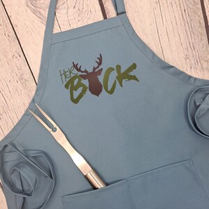 Embroidered His Doe Her Buck Apron Set | Hunting Couple Gift - Etsy