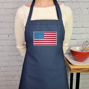 Embroidered American Flag Apron: USA Made Kitchen Accessory - Etsy