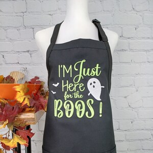 Halloween Apron Just Here for the Boos Ghost Embroidered Kitchen Apron ...