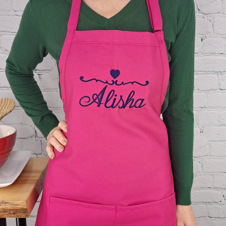 Custom Embroidered Kitchen Apron: Personalized Heart Design - Etsy