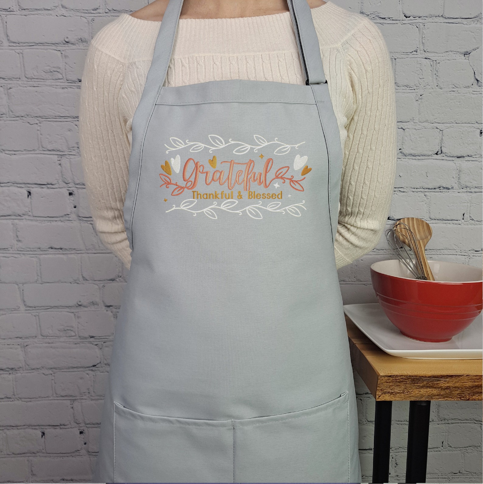 Fall Apron Grateful, Thankful and Blessed Thanksgiving Autumn Apron ...