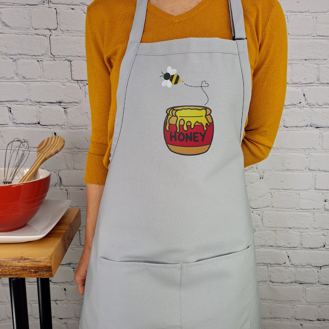 Honey Pot With Bee Apron Embroidered Cute Gift for Her With Pockets - Etsy