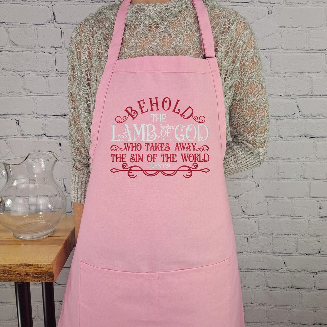 Christian Kitchen Apron, Behold the Lamb of God John 1:29 Apron, Faith ...