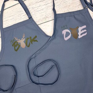Embroidered His Doe Her Buck Apron Set | Hunting Couple Gift - Etsy
