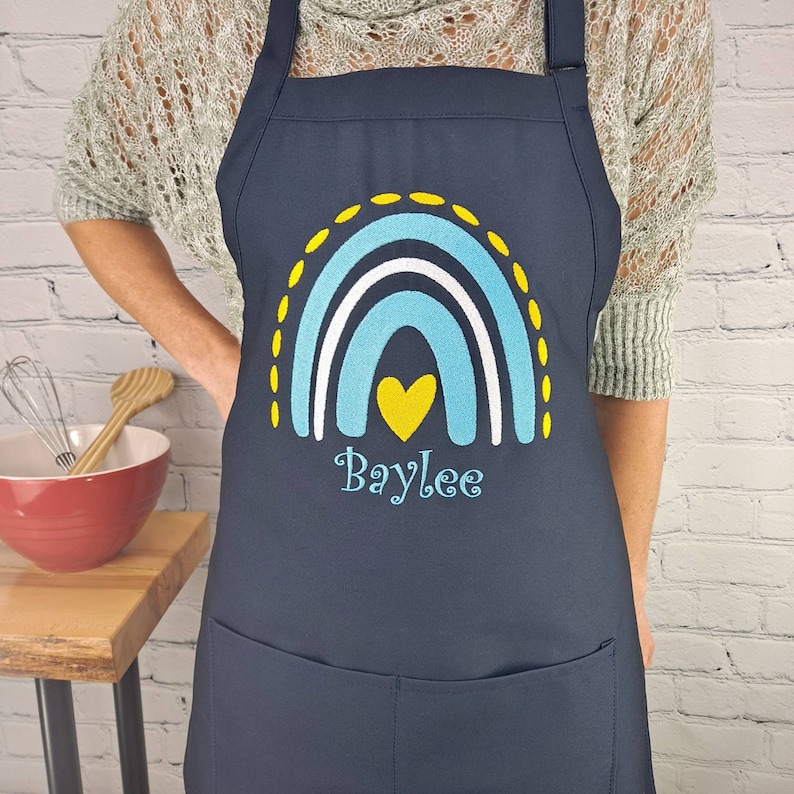 Embroidered Rainbow Apron: Personalized Boho Kitchen Gift - Etsy UK
